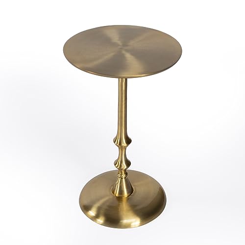 HomeRoots 19" Gold Aluminum Round Pedestal End Table