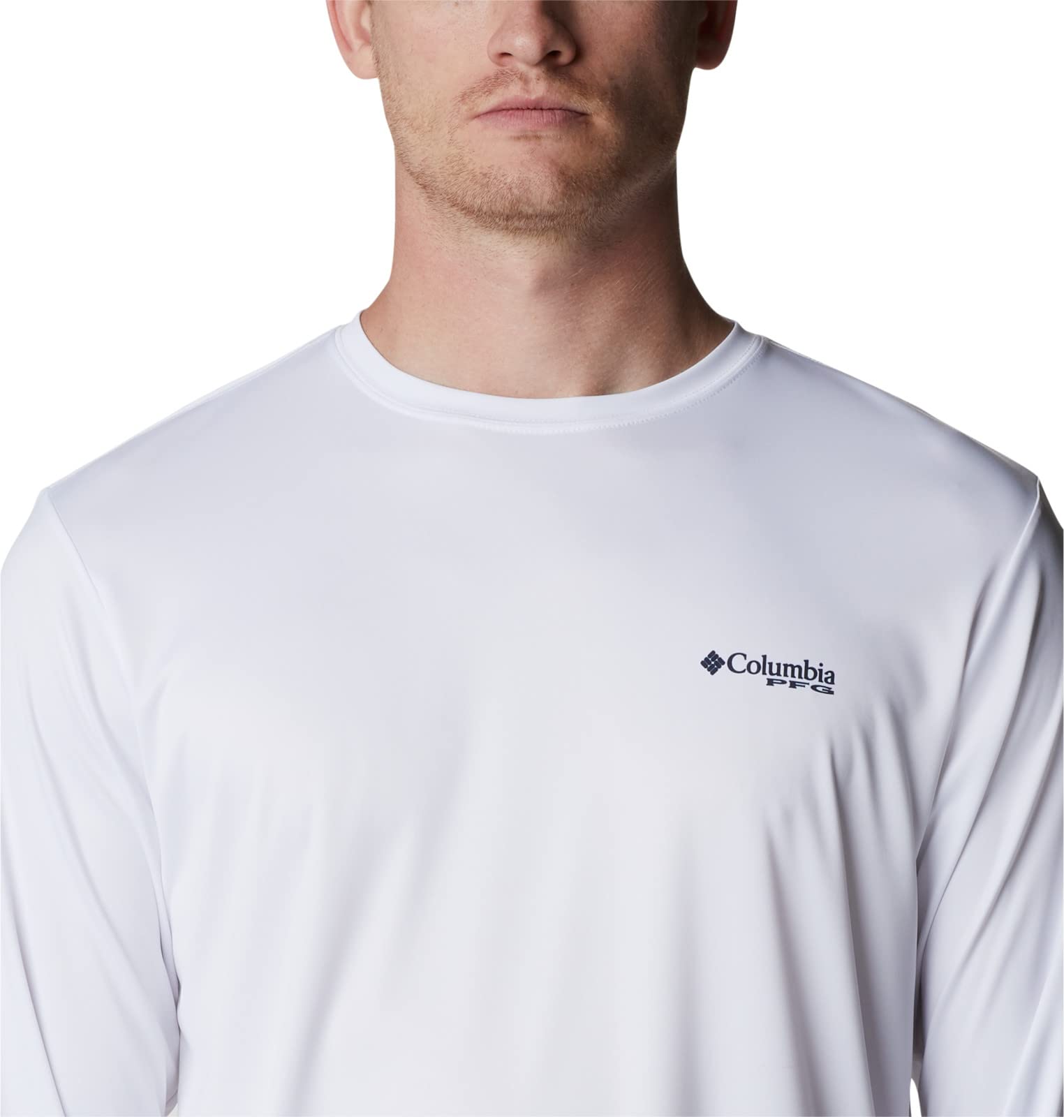 Columbia Men's Terminal Tackle PFG Americana Badge Long Sleeve, Collegiate Navy/Saltwater, X-Large