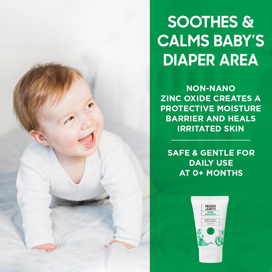 Heaven on Earth- 100% Natural and enriched with organic ingredients Diaper Rash Cream, Free of Phtalate, Paraben, Parfum, 100% Plant Based Diaper Rash Cream, 2,6 Oz