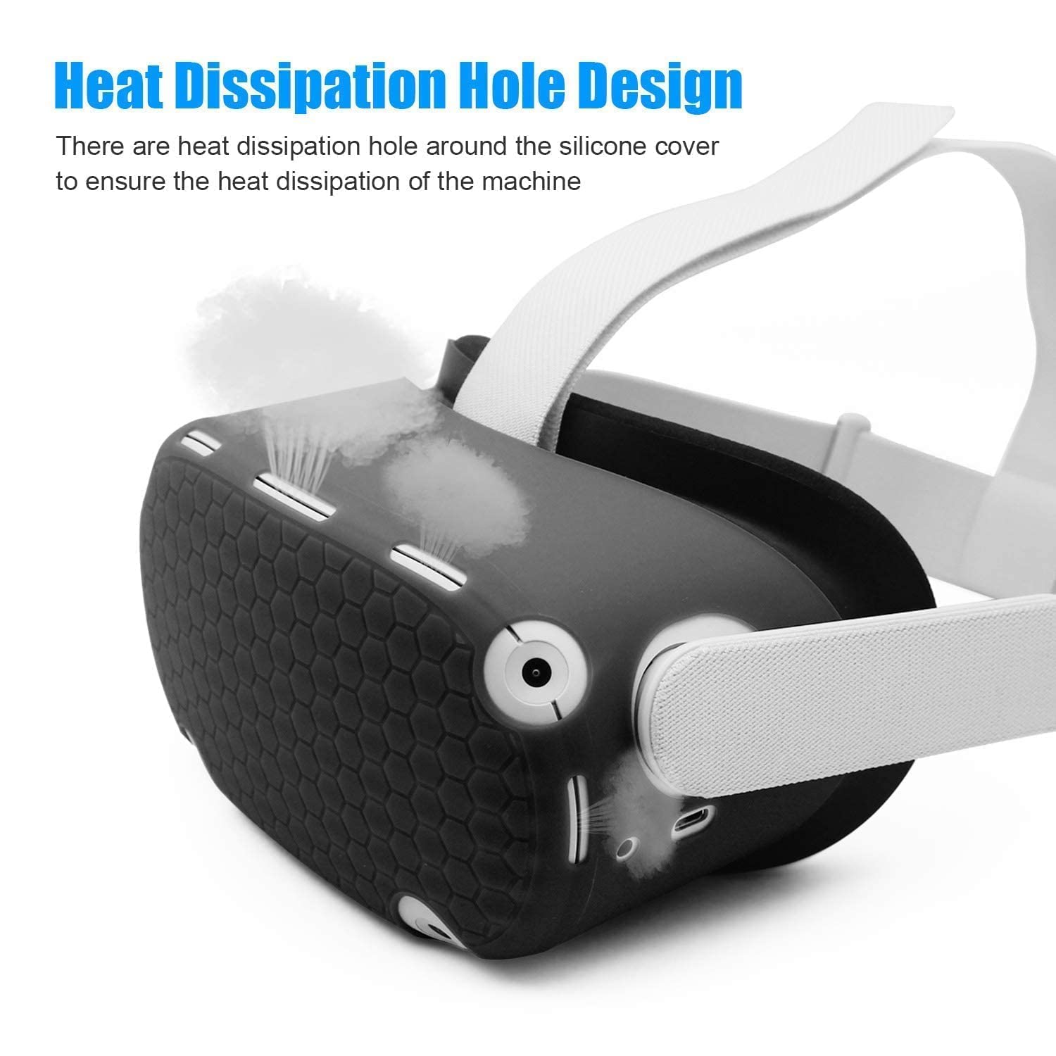 VR Front Face Silicone Protective Shell, Silicone Interfacial Cover, Touch Controller Grips Strap Cover Combination kit 3-in-1 for Meta/Oculus Quest 2 Accessories (Black)