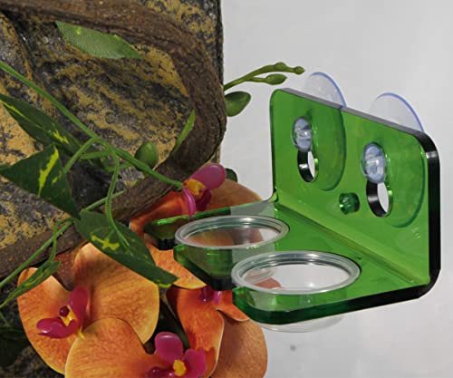 WOLEDOE Crested Gecko Feeding Ledge with 20 Pcs 0.5oz Bowls, Reptile Food Cups and Water Dish fit Chameleon Lguana Lizards