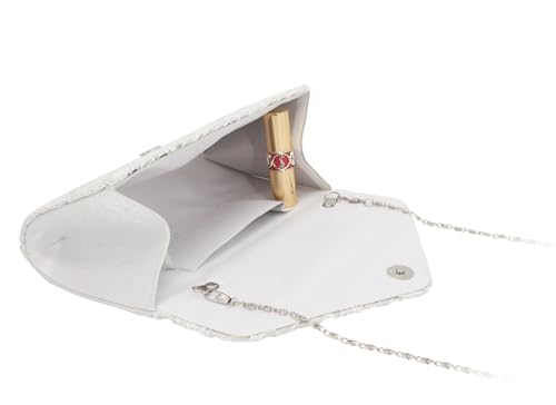Clutch Purse Handbag Evening Bag Lace Messenger Bag Wedding Party Bag (White)