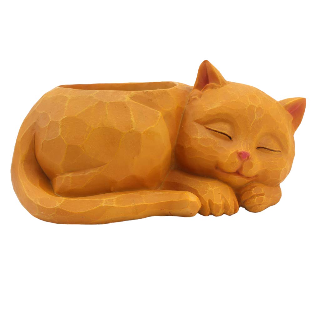 Hemoton Resin Succulent Planter Pot Sleeping Cat Flower Pot Animal Plants Bonsai Holder Flower Container Desktop Flower Vase Table Art Statue for Home Office Desktop Decor