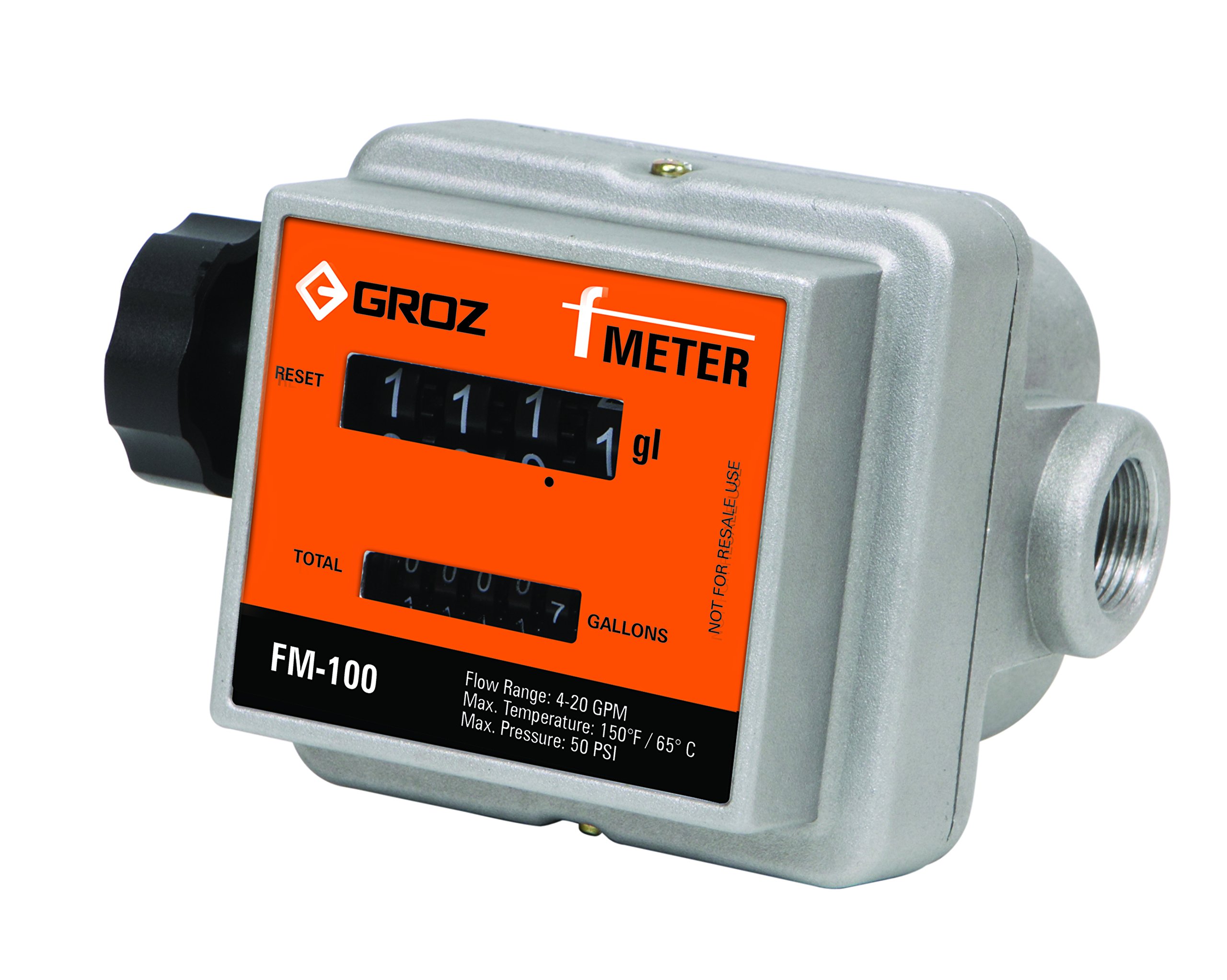 Groz 45682 F Meter Mechanical Fuel Meter, Gallons, 3/4" NPT Female