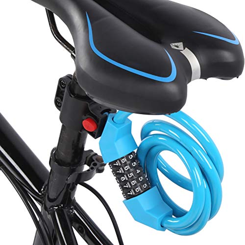 Demeras Bicycle Security Cable, Rustproof 5 Digit Password Bike Cable Lock for Cycling(Blue)