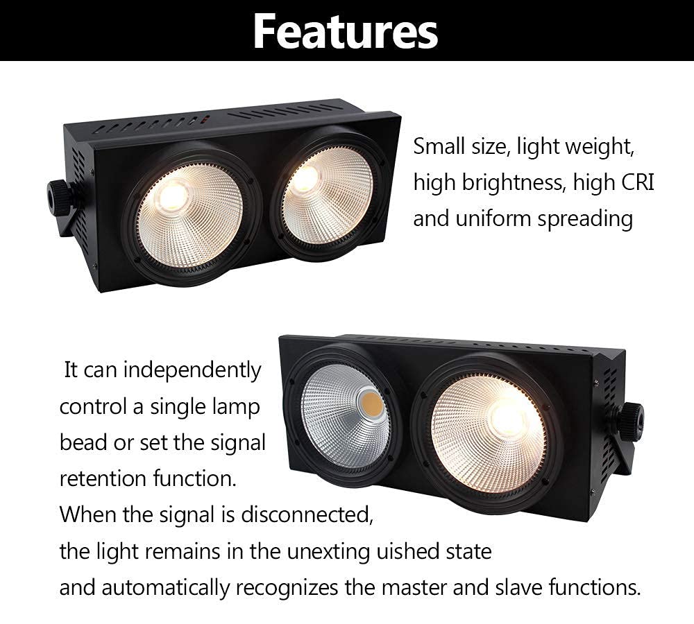 V-Show 200w led Stage par, Stage COB par,LED Blinder 2Head Light Warm White 3000K, 2 Eyes Wash LED, for Wedding Christmas Party Theater