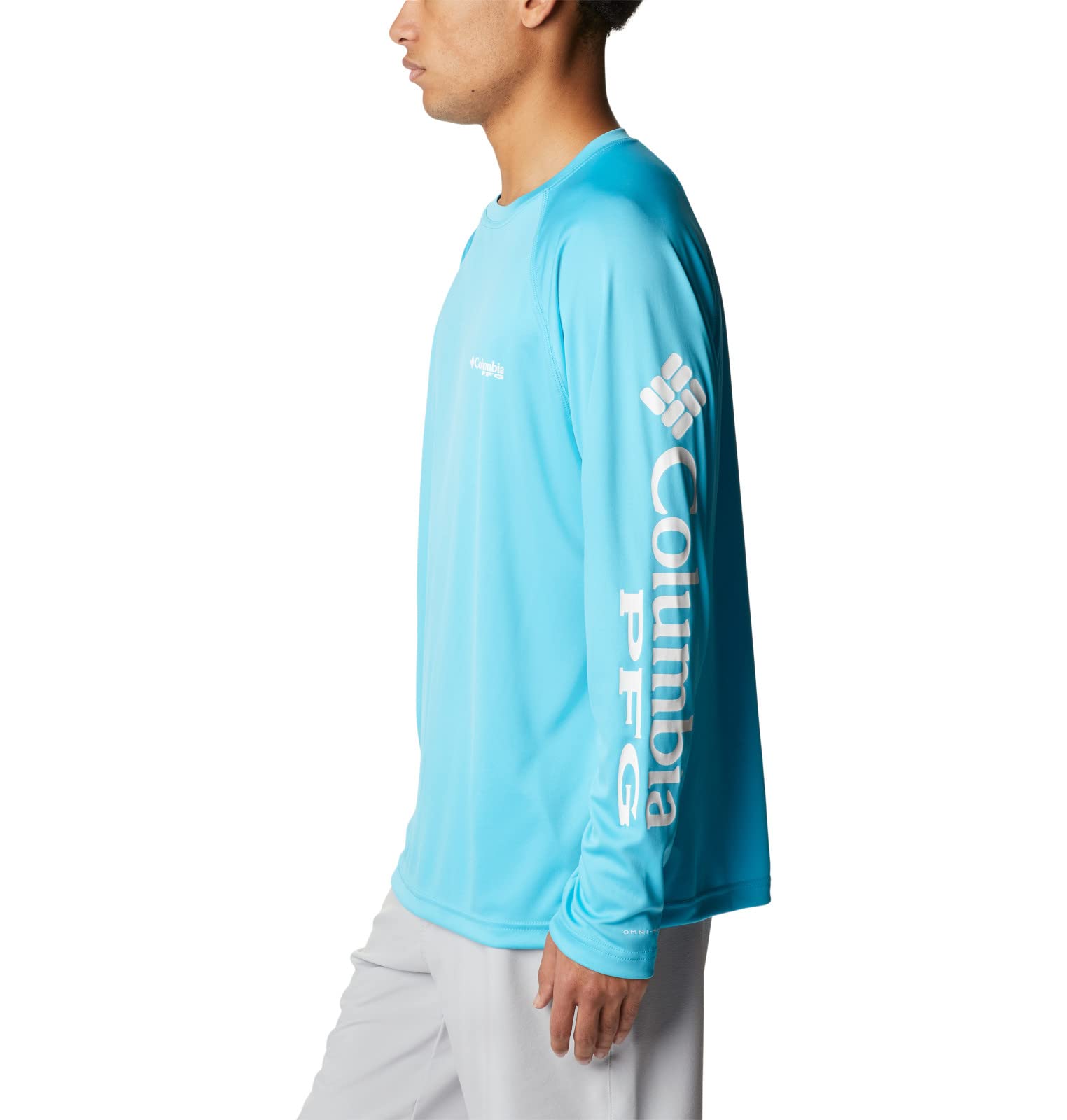 Columbia Men's Terminal Tackle Long Sleeve Fishing Shirt, Compass Blue/Carbon Logo, Small