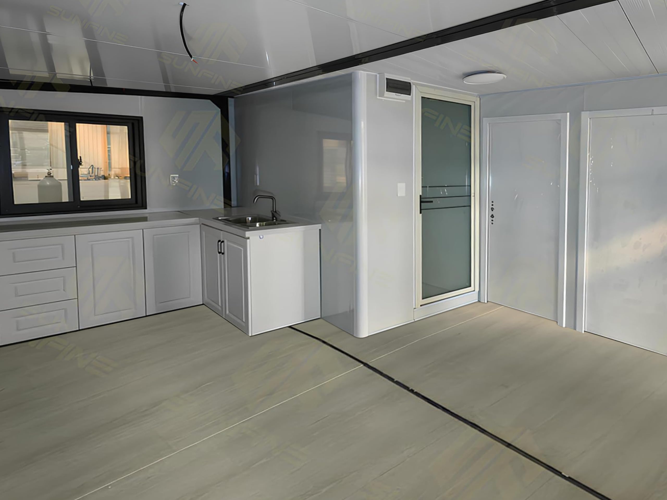 Generic Portable prefabricated house 13x20ft prefab tiny home with Restroom, Mobile Expandable Plastic Prefab House for Hotel, Office, Guard House, Shop, Villa, Warehouse, container house, white