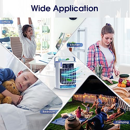 Portable Air Conditioner - EUKZEKY 3 IN 1 Evaporative Air Cooler Personal Air Conditioner Cooling Fan with 3 Wind Speed, 3 Mist Small air conditioner Desktop Humidifier Fan for Room Office Camping