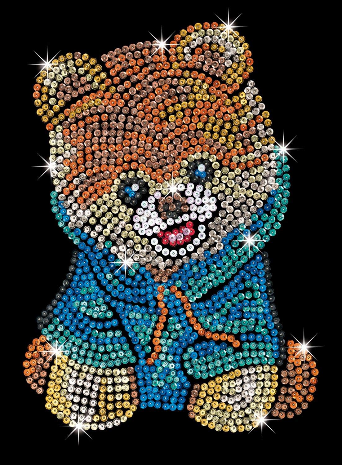 Sequin Art Blue Pomeranian Teddy Bear Dog, Sparkling Arts and Crafts Kit; Creative Crafts for Adults and Kids