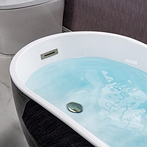 WOODBRIDGE 54" Acrylic Freestanding Bathtub Contemporary Soaking Black Tub with Matte Black Overflow and Drain,BTA1807-BN