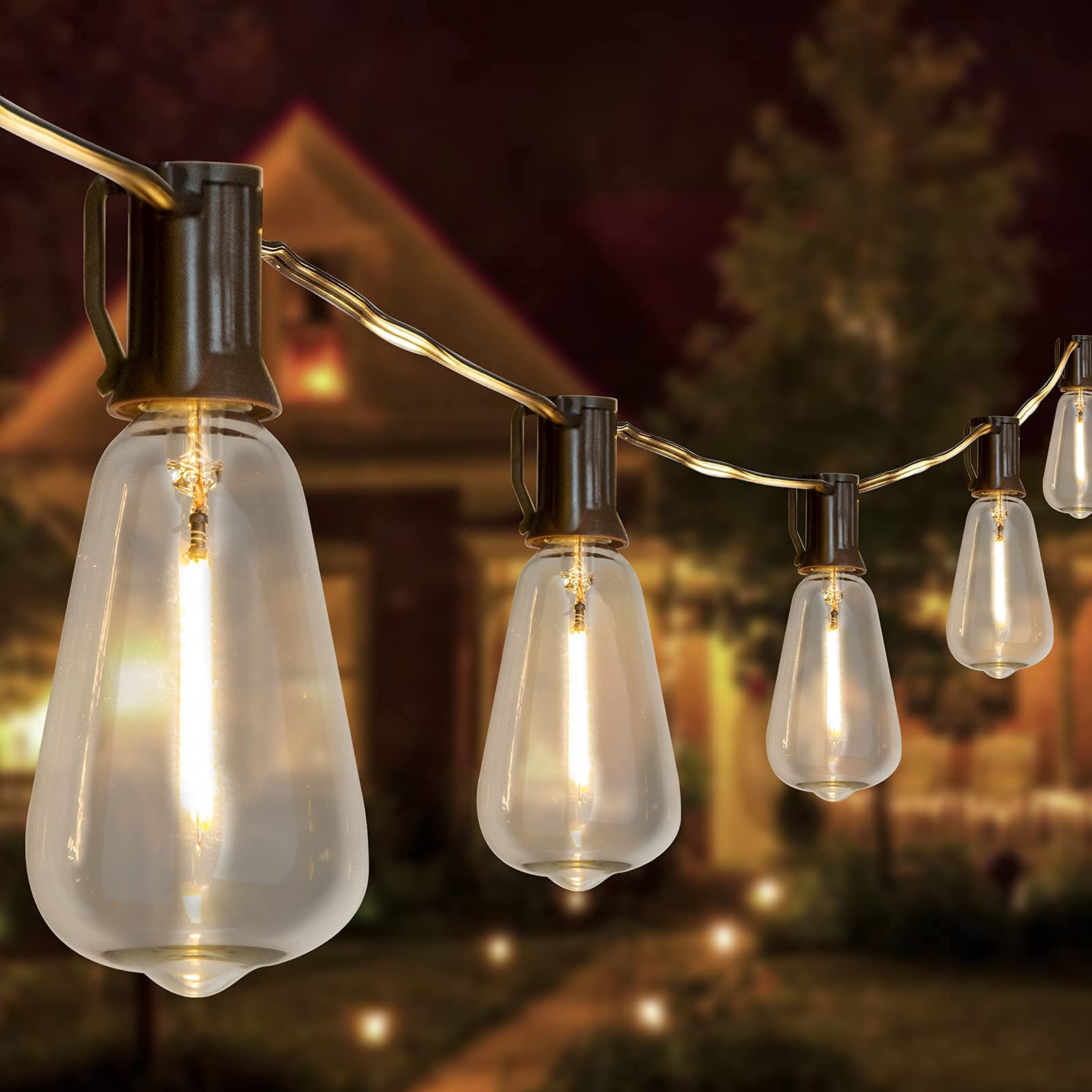 Vanthylit Solar String Lights Outdoor Waterproof, LED Shatterproof Edison String Lights, Outside Lights for Patio Solar Powered