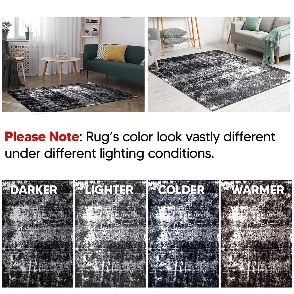 Keen Home Design Area Rugs - 8x10 Non-Shedding, Abstract Rugs for Kitchen, Living Room, Bedroom, Dining Room, Entryway - Size: 7'3" x 10'2", Multi