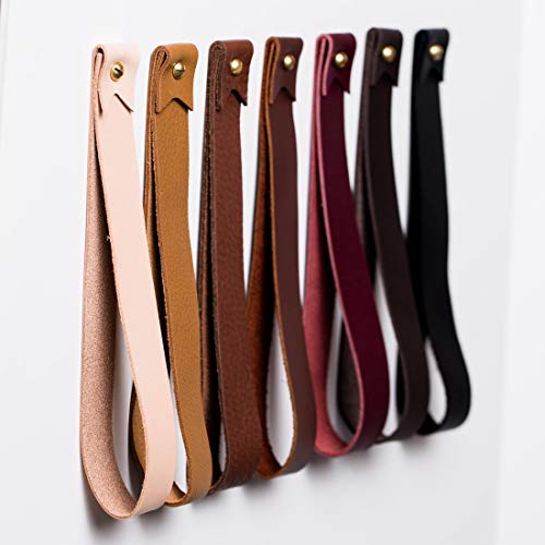 KEYAIIRA - Large Leather Wall Hook, minimal wall hanging strap towel hook rack wall leather loop strap for scarf hook storage hanger towel holder coat hooks decorative