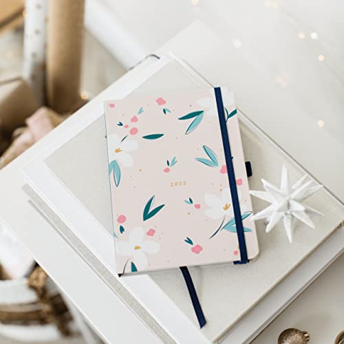 Busy B Busy Life Diary January to December 2022 - A5 Floral Week to View Planner with Dual Schedules, Pen Holder and Pockets