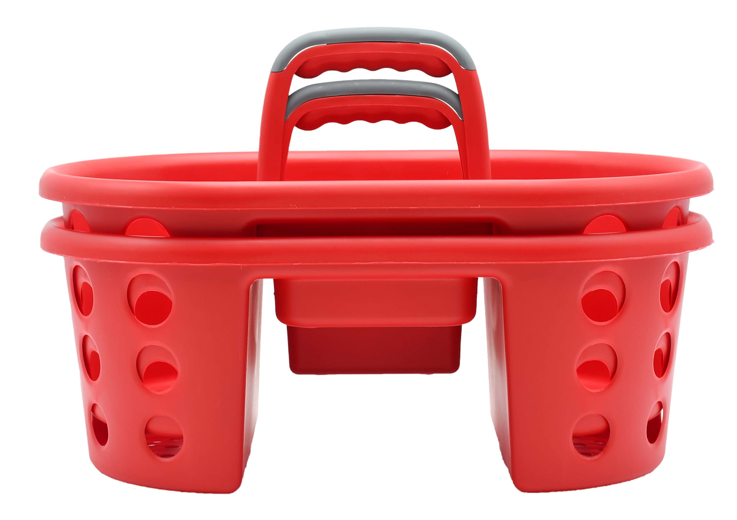 SIMPLYKLEEN Shower Caddy with Handle 2-Pack Plastic Bathroom Storage Organizer, Red Made in the USA