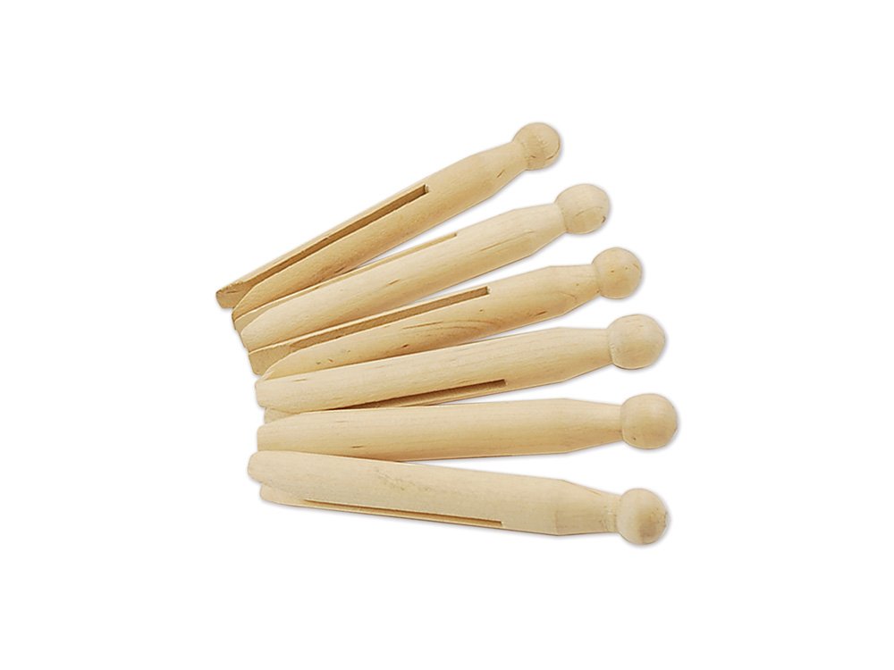Multicraft Imports Wood Doll-Peg Clothespins Round-Natural 4.25" 6/Pkg (27126926)