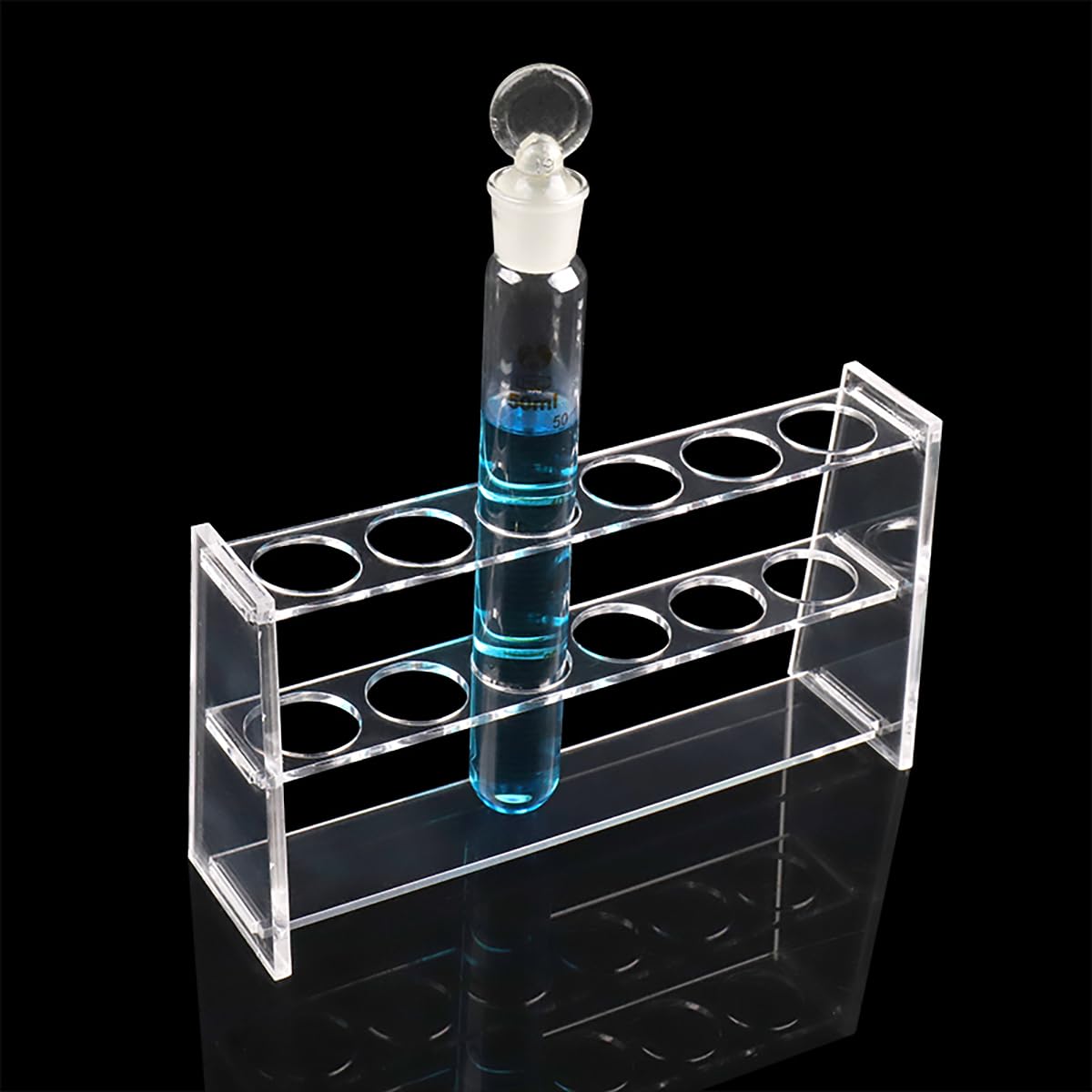 KNMNIU Acrylic Test Tube Holder Rack 6 Sockets for 10ml Centrifuge Tubes Clear (10ml,6 Sockets)