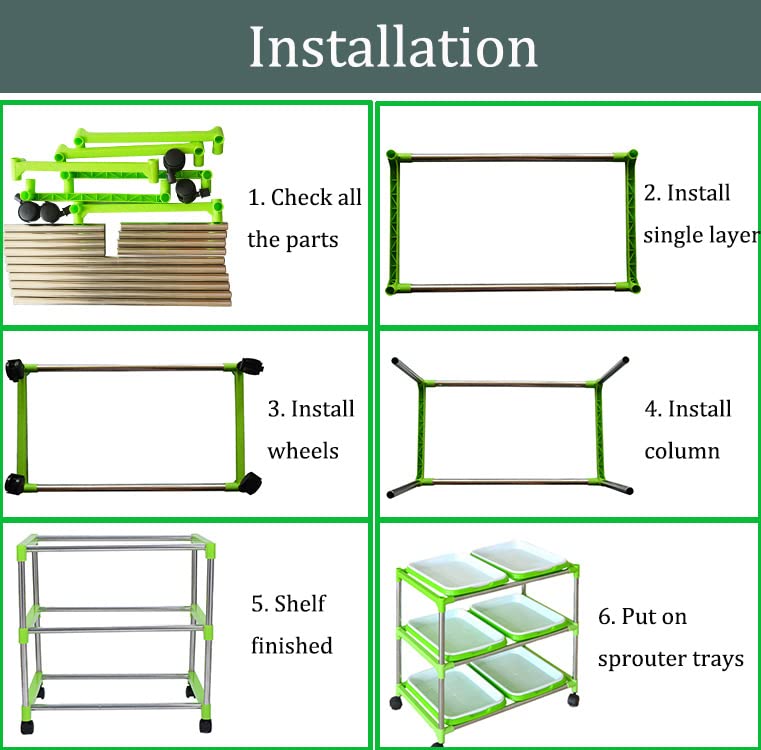 JMESTOHP 3 Layers Seed Sprouting Kit for Seed Sprouter Tray BPA Free for Alfalfa Sprouts Wheatgrass Grower Sprouting, Stainless Steel Shelf for Seed Sprouting Tray
