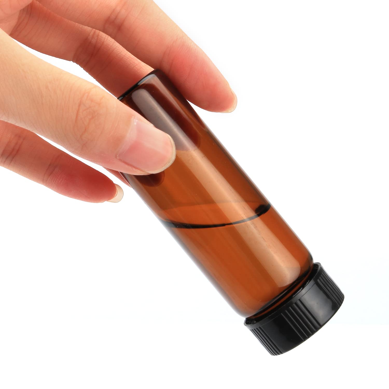 Furnido 1 Oz/30ml Glass Sample Vial,20 Pcs Empty Refillable Glass Bottle with Black Screw Caps,Essential Oil Bottle Storage Liquid Sampling Collection Container,20 Label (Clear)