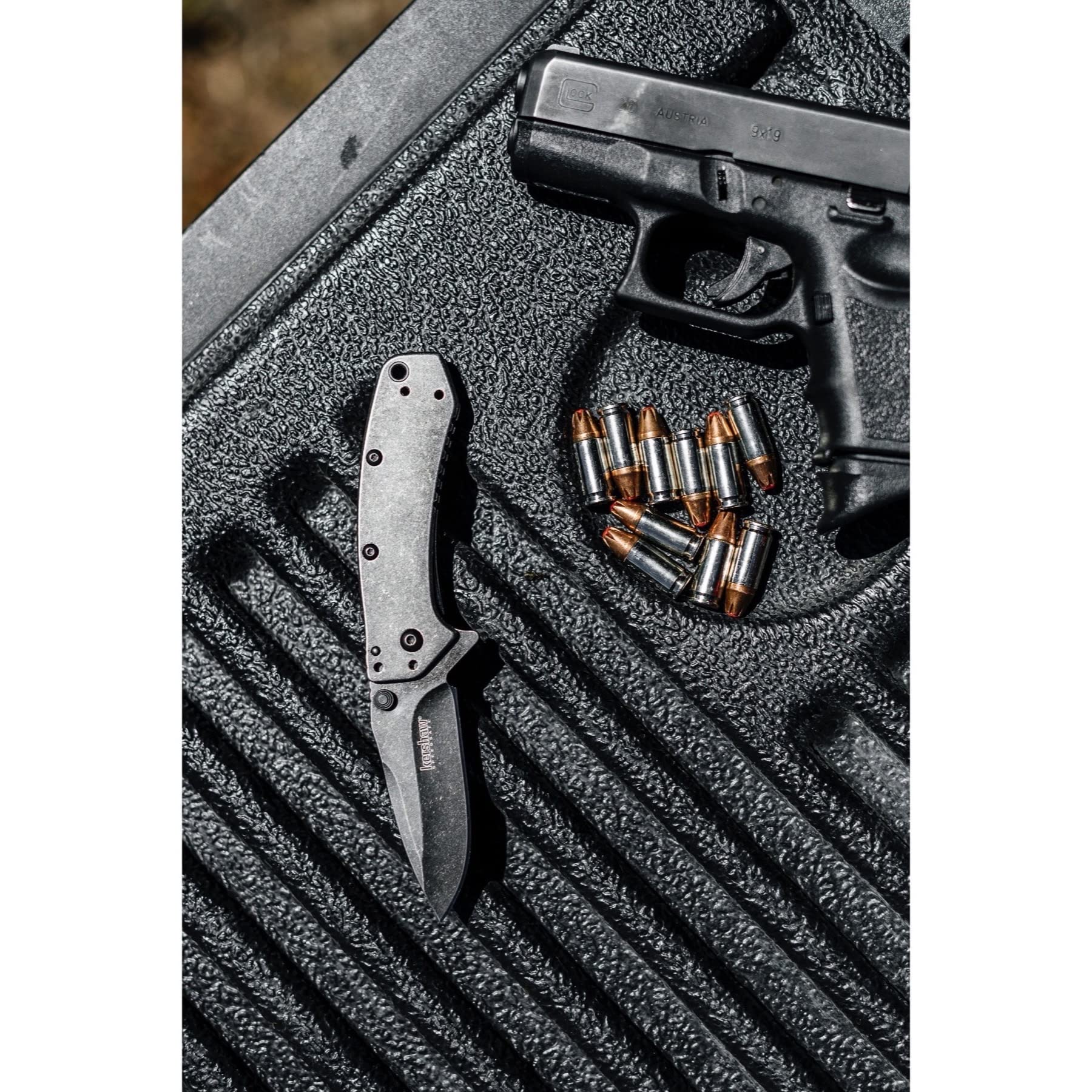 Kershaw Cryo Blackwash (1555BW); Rick Hinderer Design Drop Point Pocket Knife; SpeedSafe Assisted Opening with Flipper or Thumbstud; 4-Position Deep-Carry Pocketclip; Lanyard Hole; Frame Lock; 4.1 oz