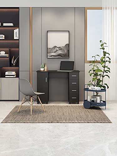Home Office Desk with Storage, 41.73" Computer Desk with Four Drawers and A Door Modern Simple Style Writing Desk Gaming Sturdy Table Workstation for Home, Reading Room, Office, Bedroom - Black