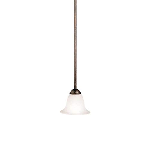Kichler Dover 5.5" 1 Light Mini Pendant with Alabaster Swirl Glass in Tannery Bronze