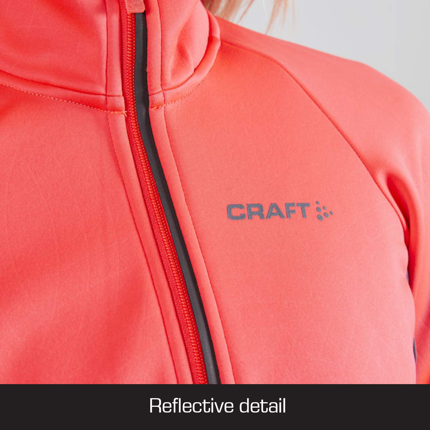 Craft Women's Ideal Windproof Reflective Cycling Bike Full Zip Jacket, Crush/Asphalt, X-Small