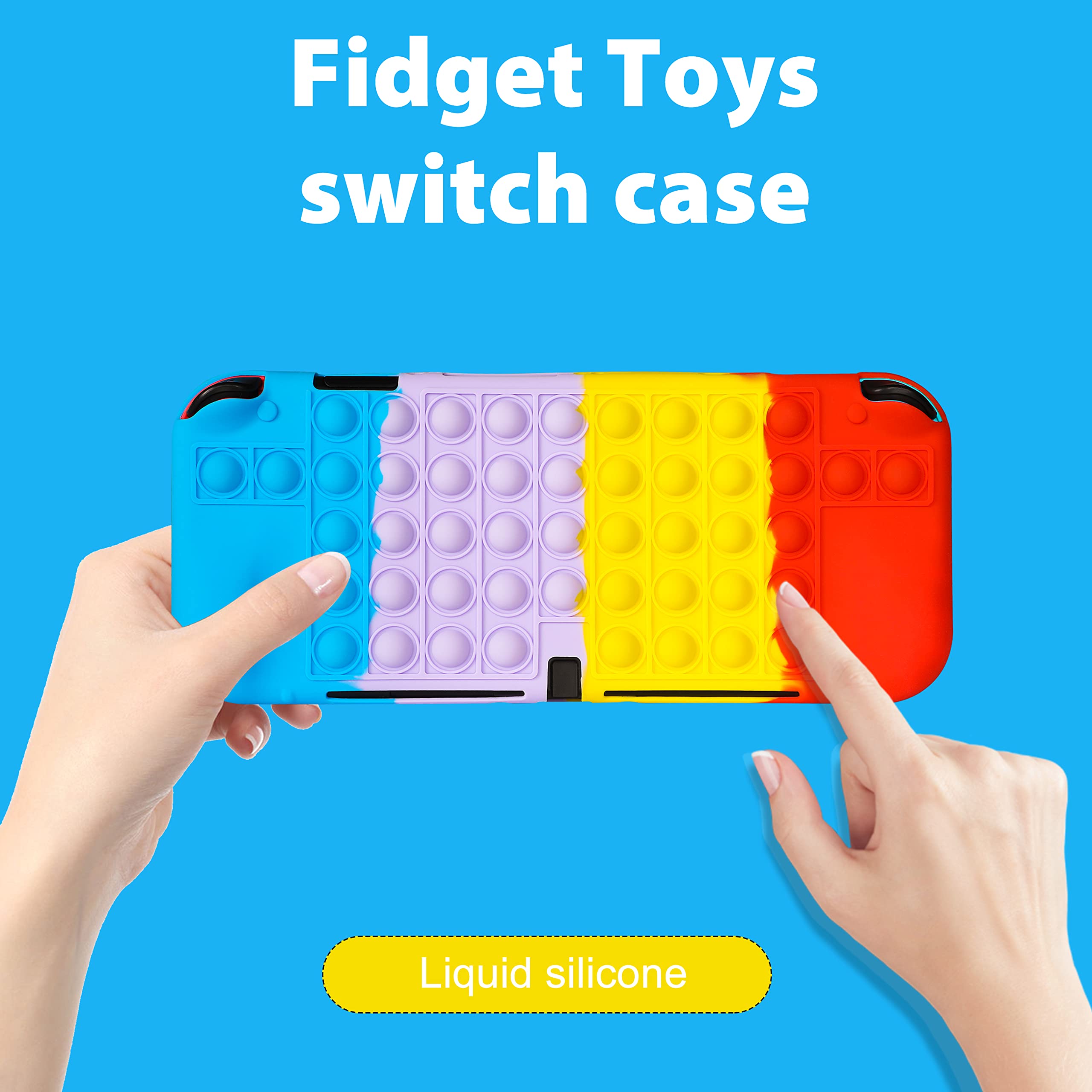 Coralogo Red Bubble Case for Nintendo Switch OLED NS Console Fidget Funny Kawaii Cute Silicone Cover Fidgets Design Fun Switch JoyCon Controllers for Girls Boys Cases for Nintendo Switch OLED