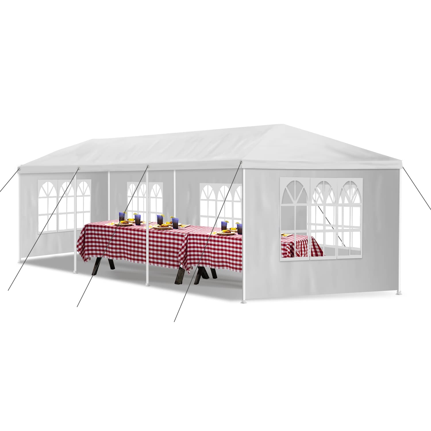 Canopy Tent -10x30 Outdoor Party Wedding Tent Heavy Duty Canopy with 5 Removable Sidewalls for Backyard Patio Camping,White