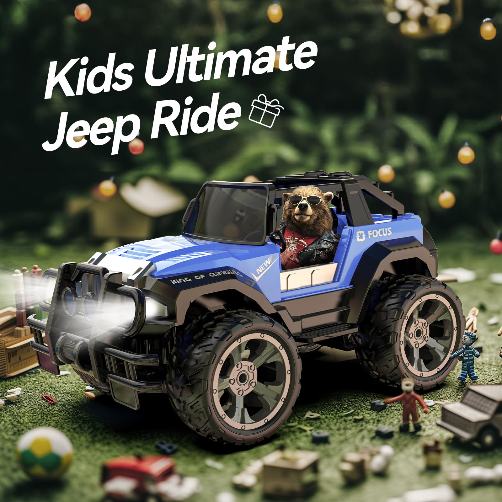 DEERC Remote Control Car, RC Stunt Car W/Lighting & Sound, 360° Rotation 4WD 2.4GHz All Terrain Monster Trucks, 2 Rechargeable Batteries 50 Min Play