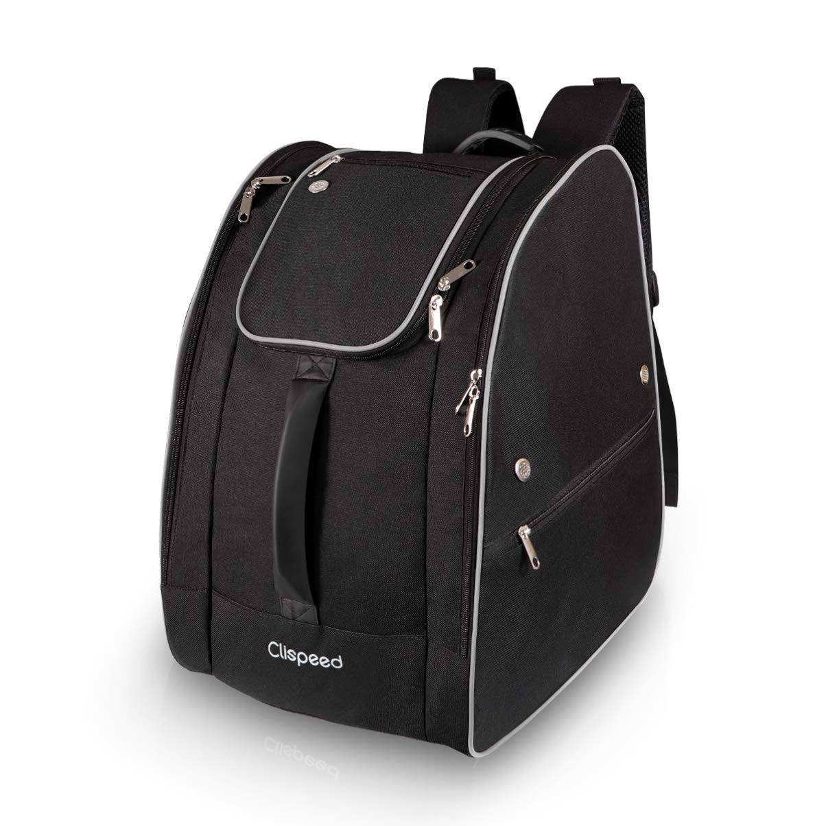 CLISPEED Skate Bag Ski Boot Bag Extra Large Skiing Gear Backpack for Snowboarding Travel Luggage Equipment (Black)