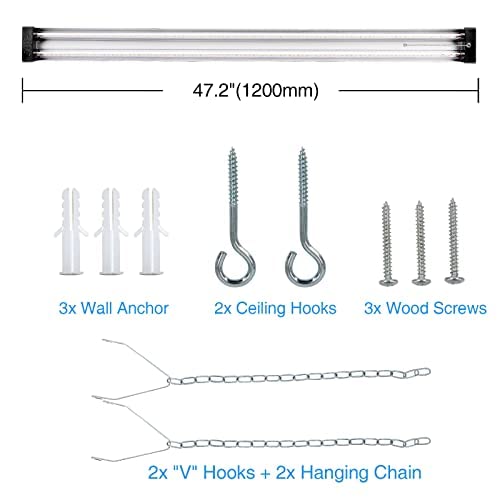 ZJOJO Linkable LED Shop Light for Garage, LED Shop Light 4FT with Pull Chain (ON/Off), 3000K/4000K/5000K, 42W 4800LM Bright LED Shop Lights with 5 Year Warranty for Workshop Office Warehouse-1Pack