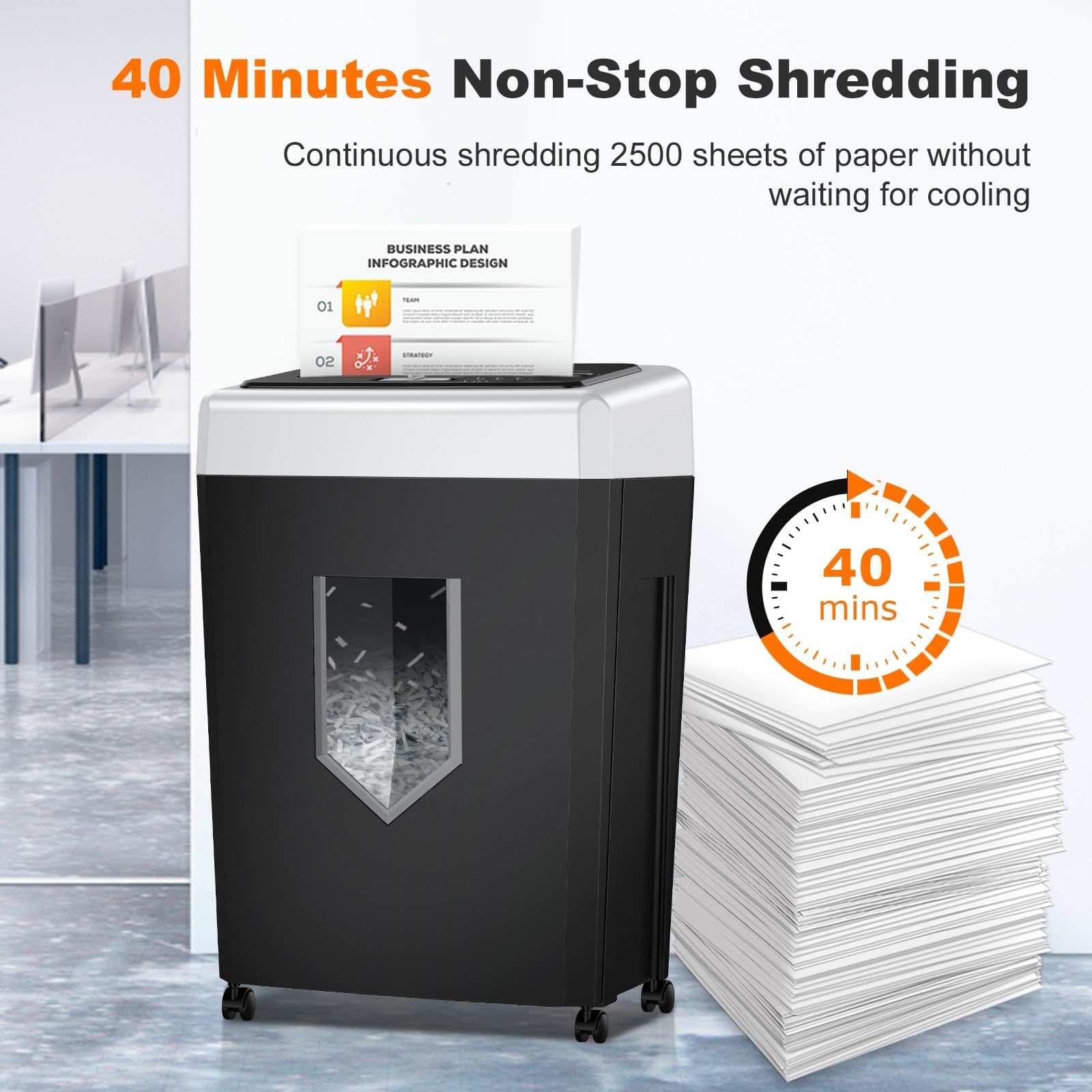 Bonsaii 14-Sheet Office Paper Shredder, 30-Minute Crosscut Home Office Heavy Duty Shredder for Credit Card, Mails, Staples (C169-B)