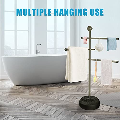 Hestiasko 57" Metal Outdoor Towel Rack for Pool with 3 Adjustable Bars, Hot Tub Accessories for Adults, Upscale Pool Towel Rack - Gray