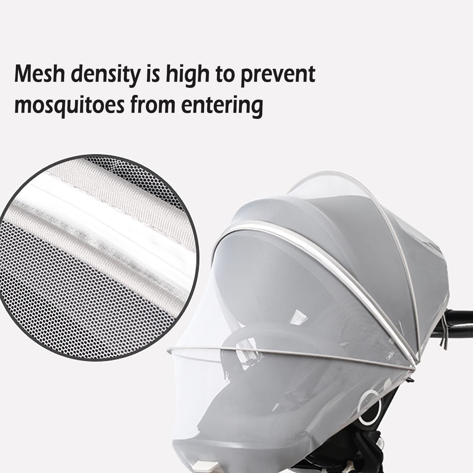 LiMoor Mosquito Net for Stroller, Encrypted Baby Stroller Full Cover, Unique Double Zipper Design-Great Accessories - Easy to Install Fit Graco Strollers, Car seat,Bassinet,Cradle (White)