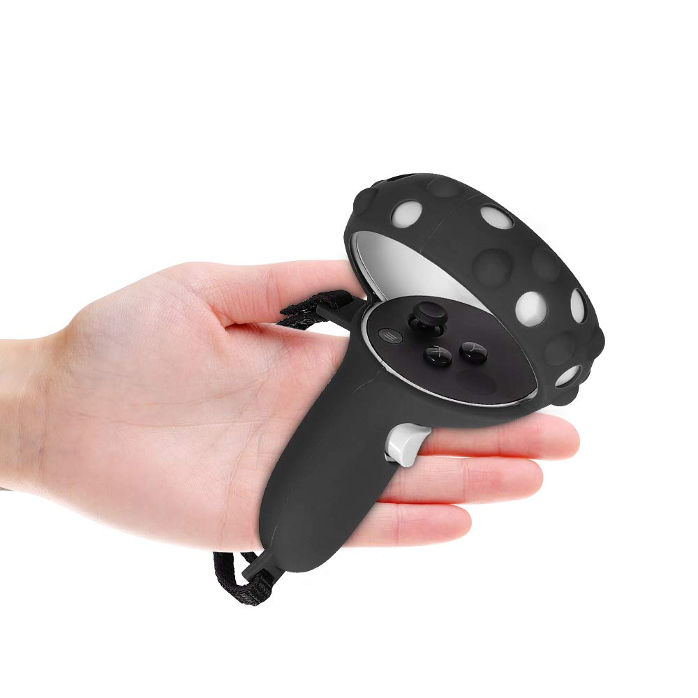 Controller Grip Cover and Face Cover Set for Oculus Quest 2 ,VR Cover Accessories,Anti-Throw Controller Grip Cover,Prevent Light-Leaking Face Cover Pad (Black)
