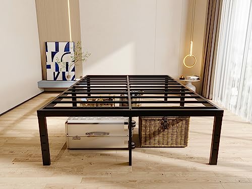 Joceret California King Bed Frames,14 Inch Tall,Heavy Duty,3500 lbs Steel Slat Support Metal Platform,No Box Spring Needed,Easy Assembly,No Noise,Cal King Bed Frame,Black