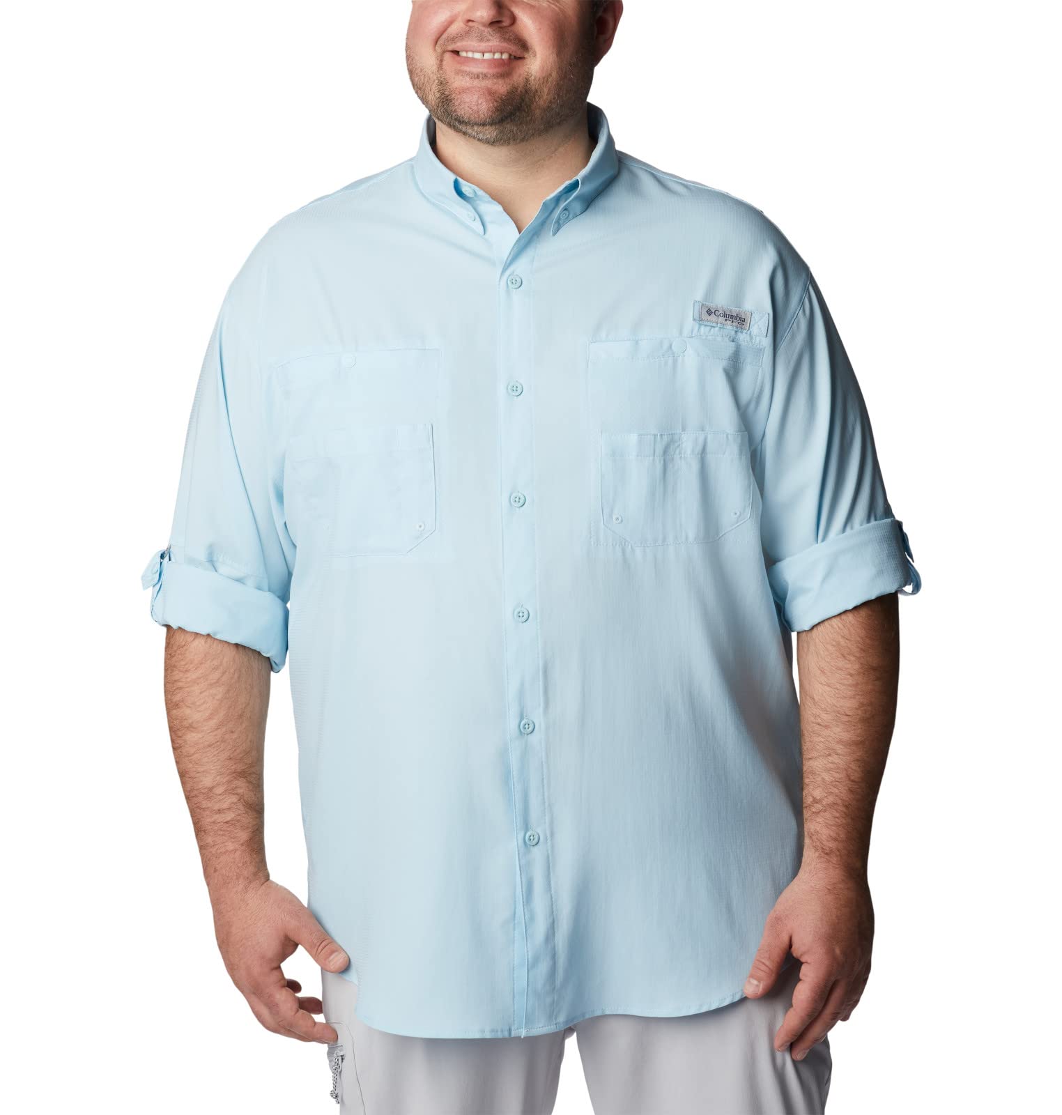 Columbia Men's PFG Tamiami II UPF 40 Long Sleeve Fishing Shirt, Spring Blue, Medium