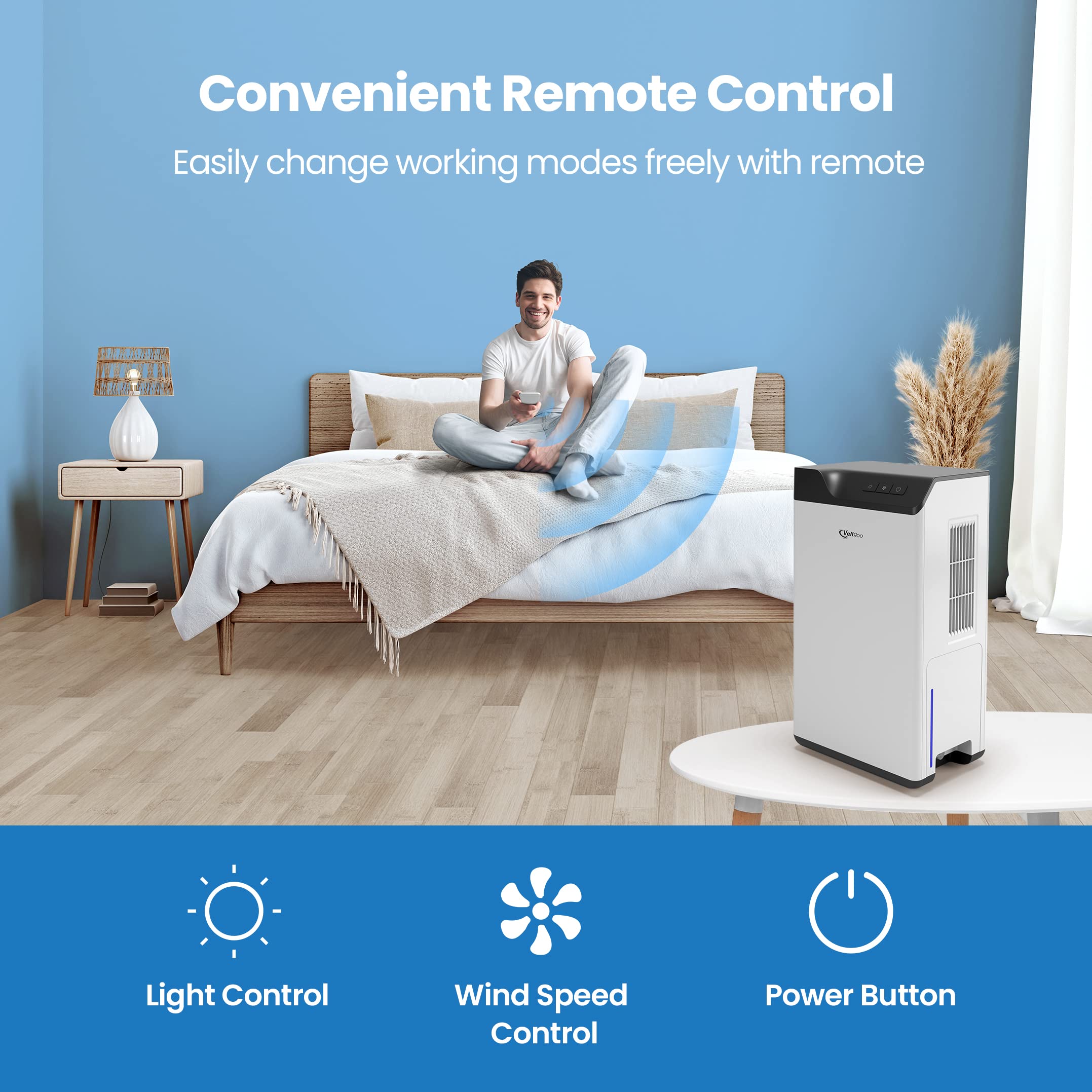 Dehumidifiers for Home - Vellgoo Dual Semiconductor Dehumidifier for Bathroom Basement Up to 540 sq.ft with 60oz Watertank, Dehumidifier with 1.5m Drain Hose