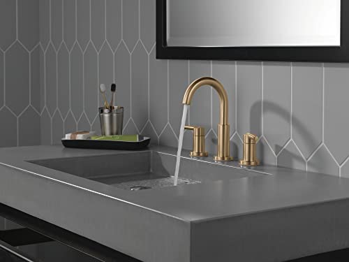 Delta Faucet Nicoli Widespread Bathroom Faucet 3 Hole, Gold Bathroom Sink Faucet, Drain Assembly, Champagne Bronze 35749LF-CZ