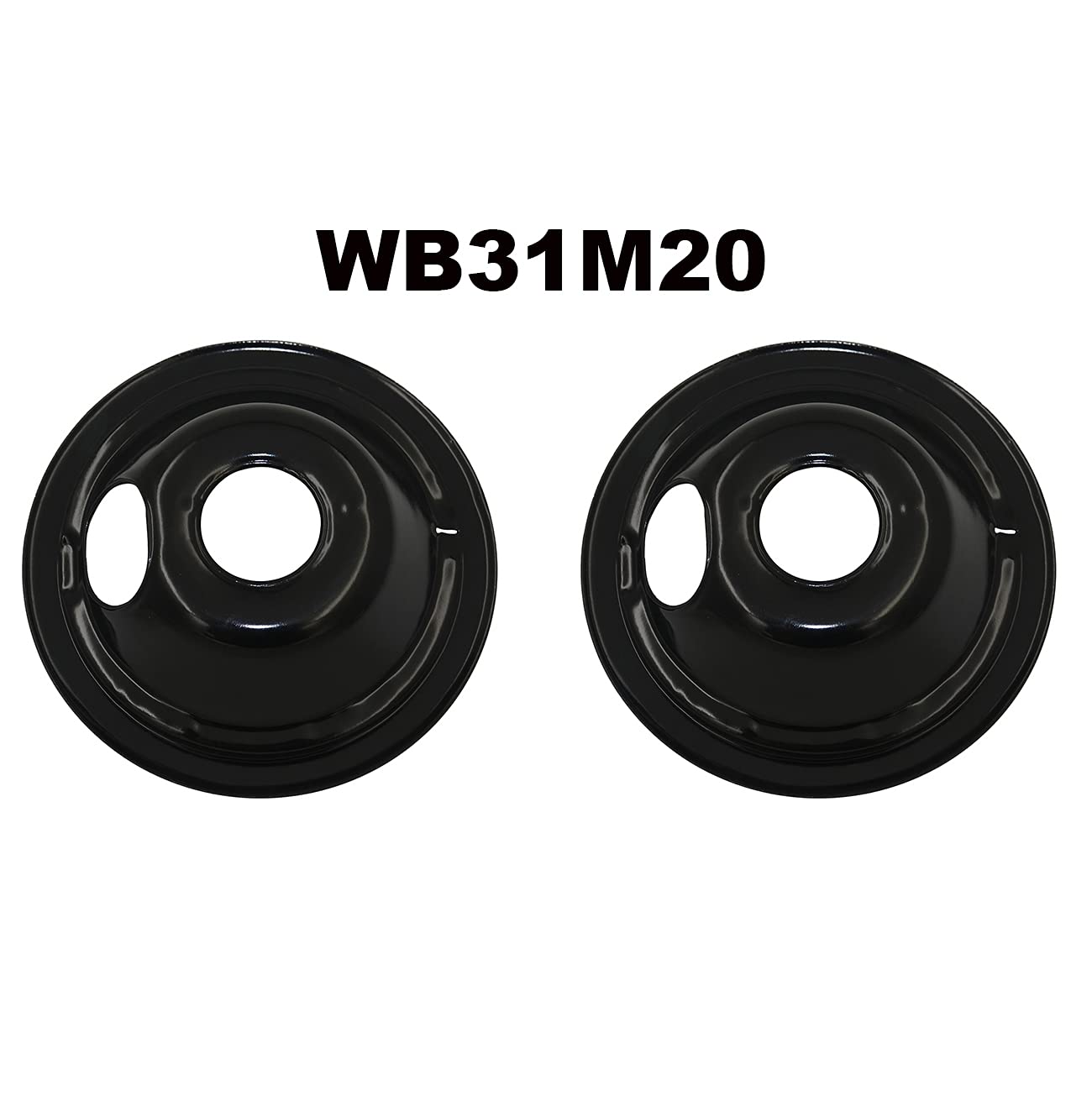 WB31M19 and WB31M20 Range Cooktop Porcelain Drip Pans Replacement Set Compatible with GE Hotpoint Kenmore Range with Locking Slot - Includes 2 6-Inch and 2 8-Inch Pans, 4 Pack, Black
