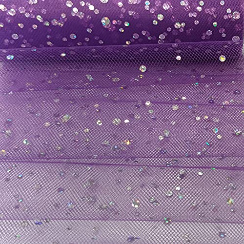 Misscrafts Glitter Tulle Rolls Netting Ribbons Tulle Fabric Spool for DIY Wedding Tutu Valentine Wedding Birthday Decor (Purple Sequin 15cm x 25Y)