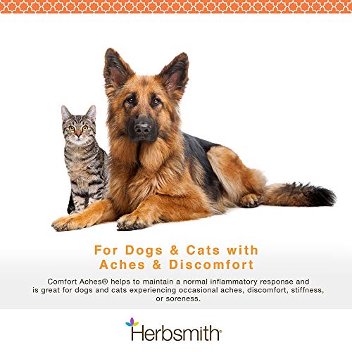 Herbsmith Comfort Aches β Herbal Pain Relief for Dogs + Cats β for Pet Aches + Pains β Anti-Inflammatory Supplement β 20 Tablets