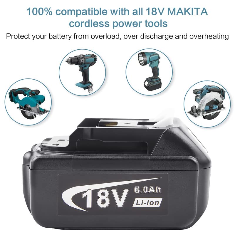 Fancy Buying [2Pack] 18V 6000mAh Replacement Battery for Makita BL1850 BL1815 BL1830 BL1835 BL1840 BL1860 LXT400 194204-5 194205-3 194230-4 194309-1
