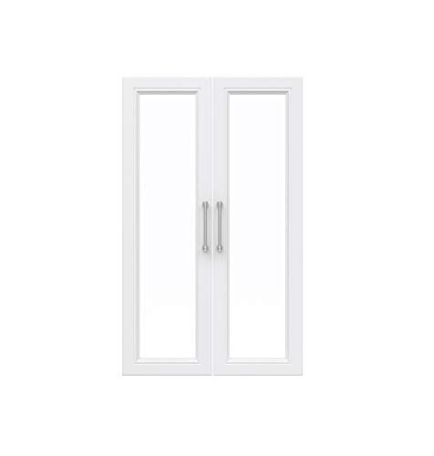ClosetMaid Modular Storage Pair Set, 2 Glass Pane Doors, Wood Closet Organizer Shaker Style, Add On Accessory for Shelf Units, White, 34.88" H x 21.02" W x 1.81" D
