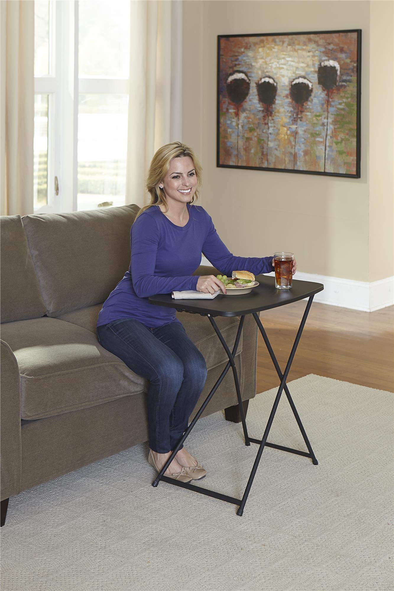 COSCO Multi-Purpose, Adjustable Height Personal Folding Activity Table, 1 Pack, Black