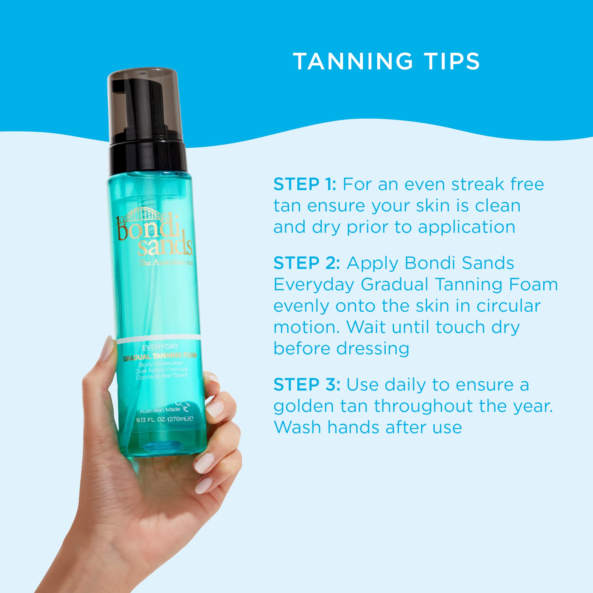 Bondi Sands Everyday Gradual Tanning Foam | Effortless, Lightweight Tanning Foam Gradually Provides Easy Golden Glow | 9.13 oz/270 mL
