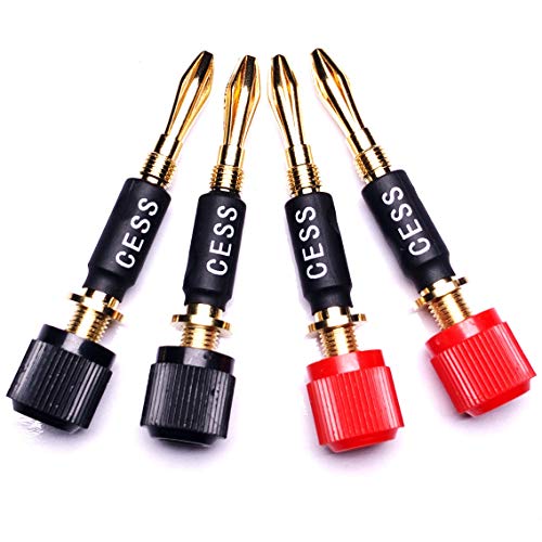 CNCESS CESS-061 Spade Fork Binding Post to Banana Plugs Amp Speaker Adapter, 4 Pack