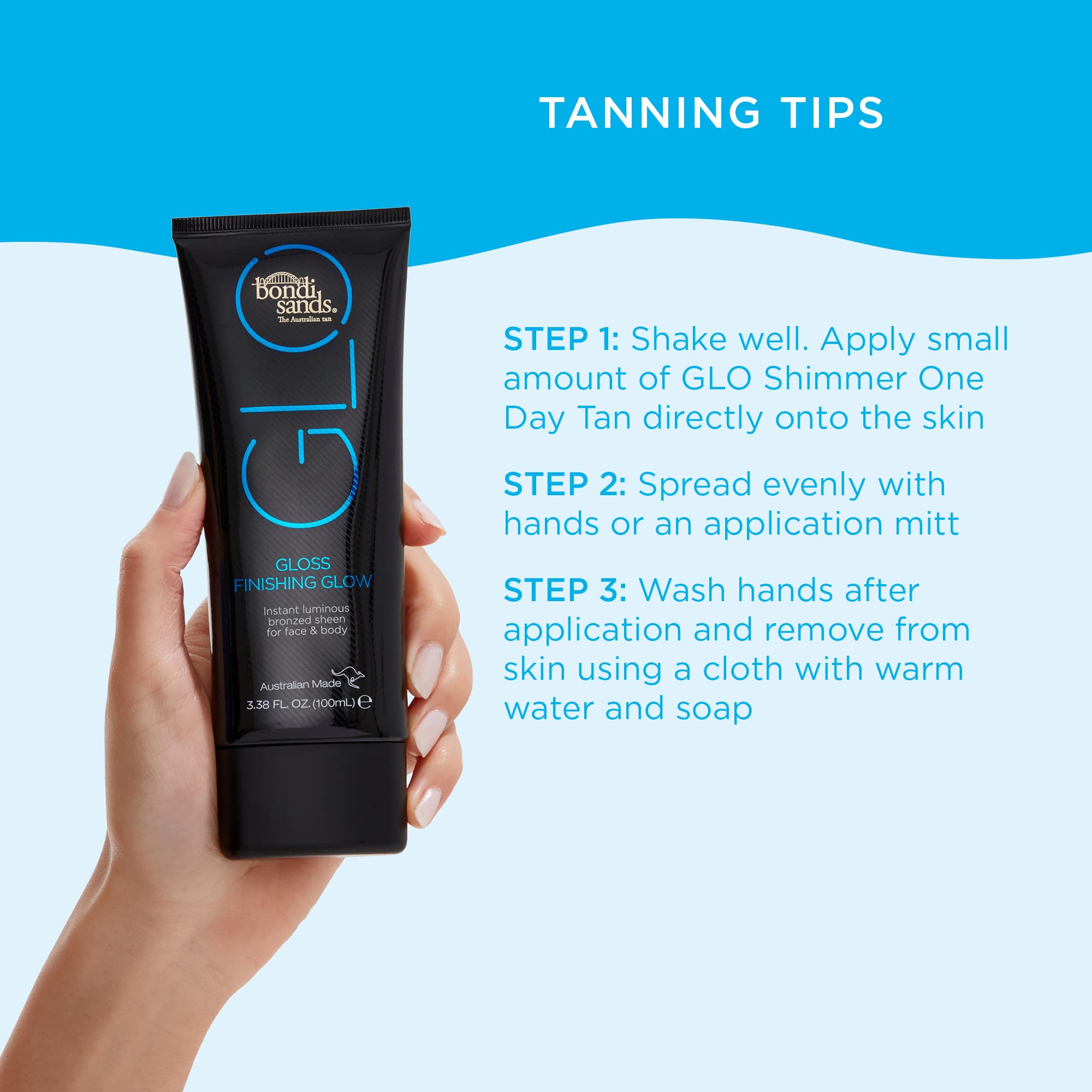 Bondi Sands GLO Gloss Finishing Glow | Instant Bronze Sheen for Face & Body | Reflective High Shine Cream | Transfer & Water Resistant | 100 ml/3.38 Oz